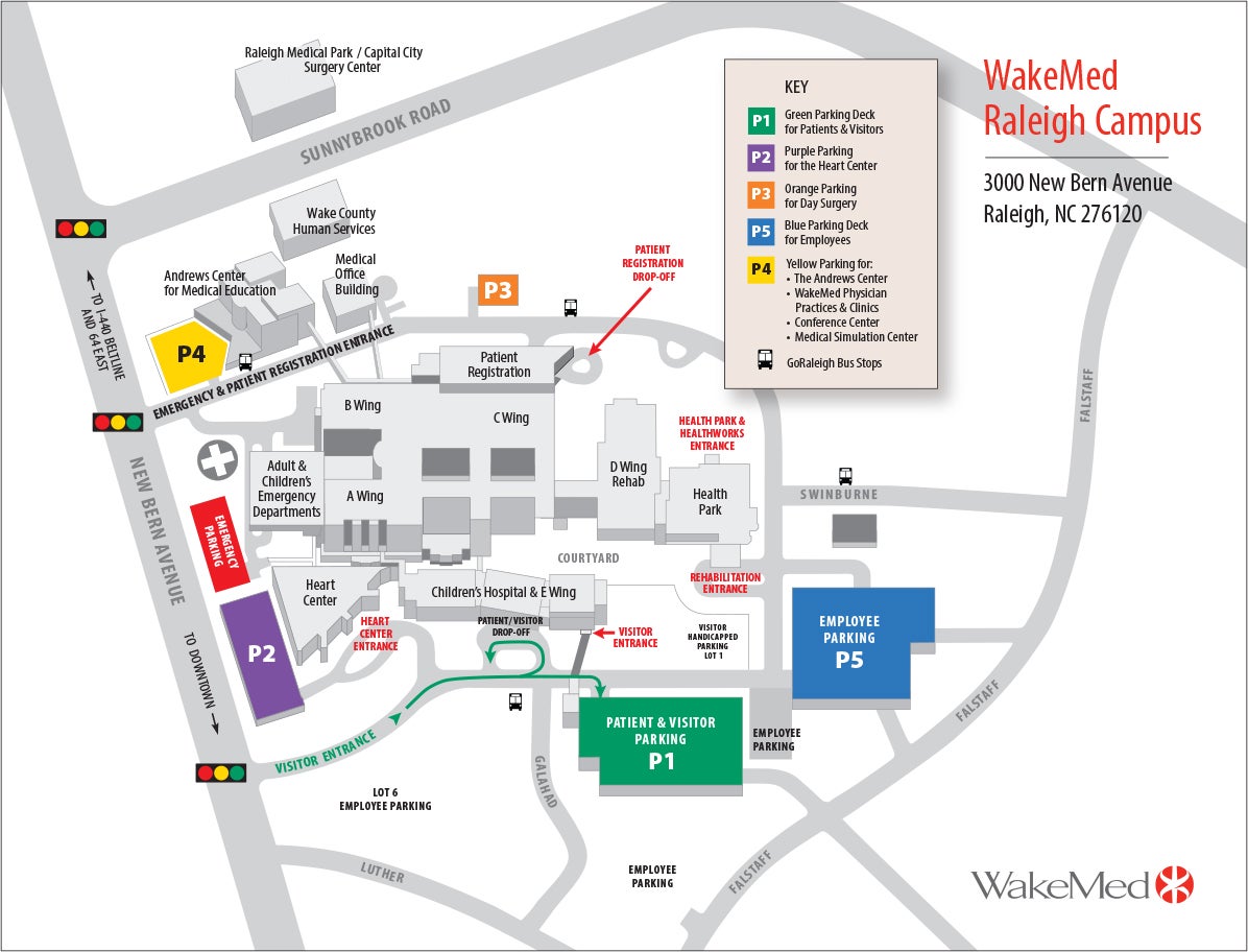 Campus Maps and Parking | WakeMed